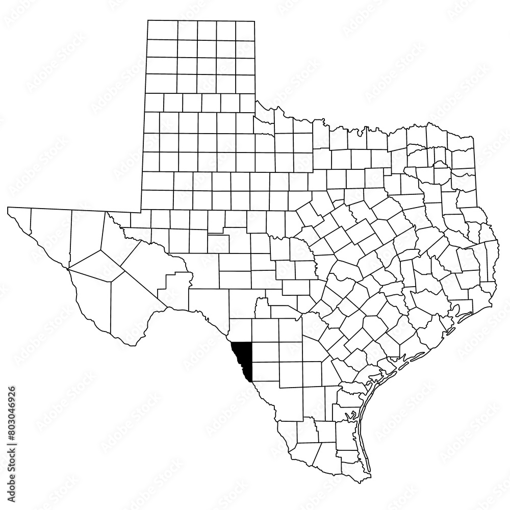 Map of Maverick County in Texas state on white background. single ...
