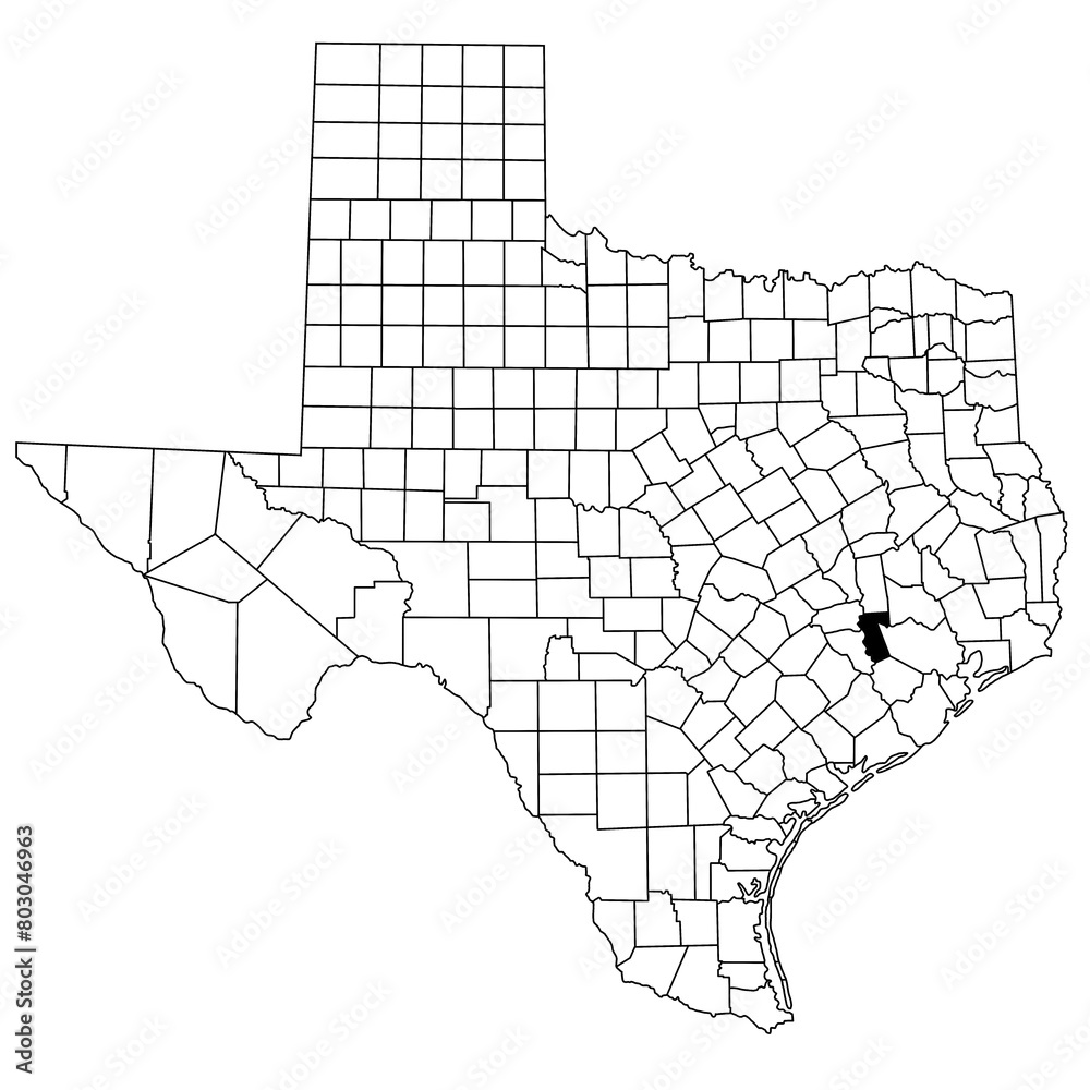Map of Waller County in Texas state on white background. single County ...
