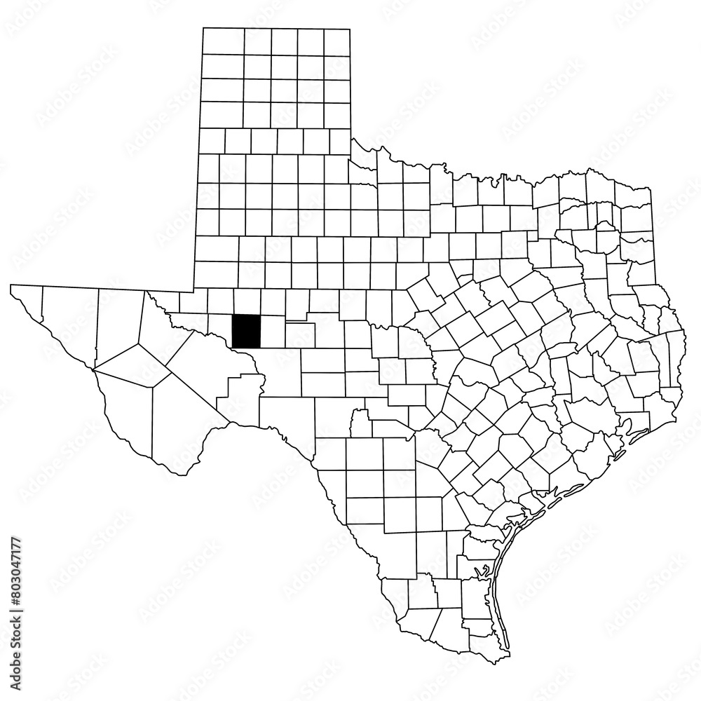 Map of Upton County in Texas state on white background. single County ...