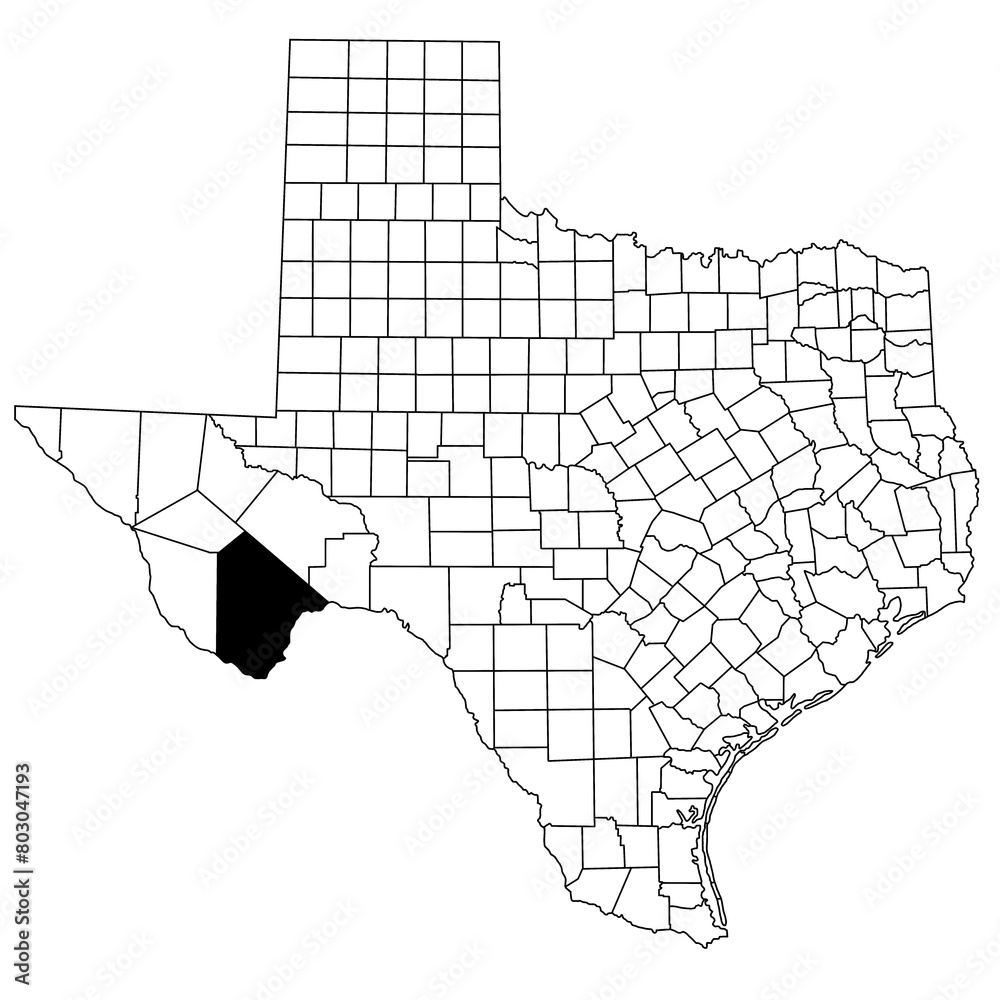 Map of Brewster County in Texas state on white background. single ...