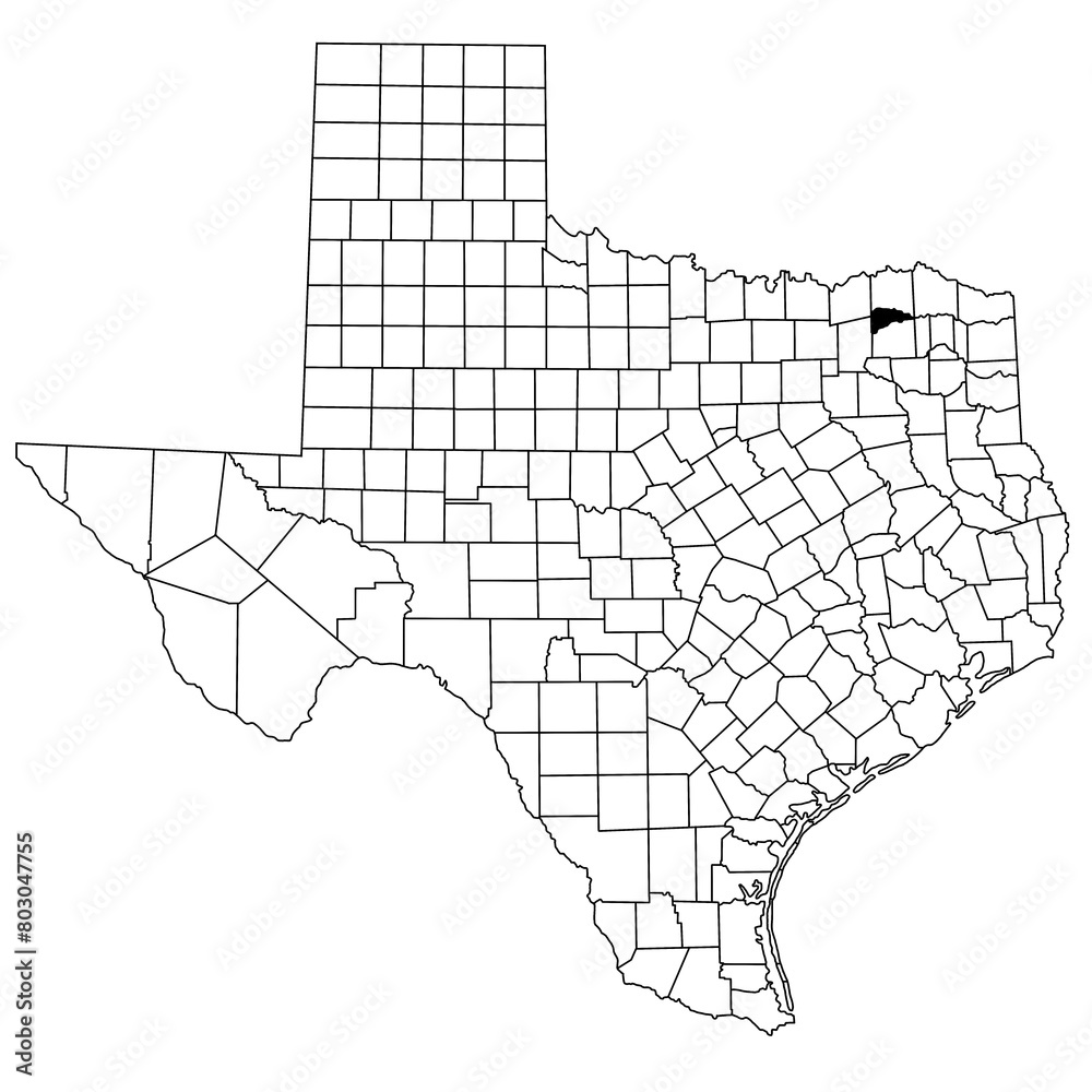 Map of delta County in Texas state on white background. single County ...