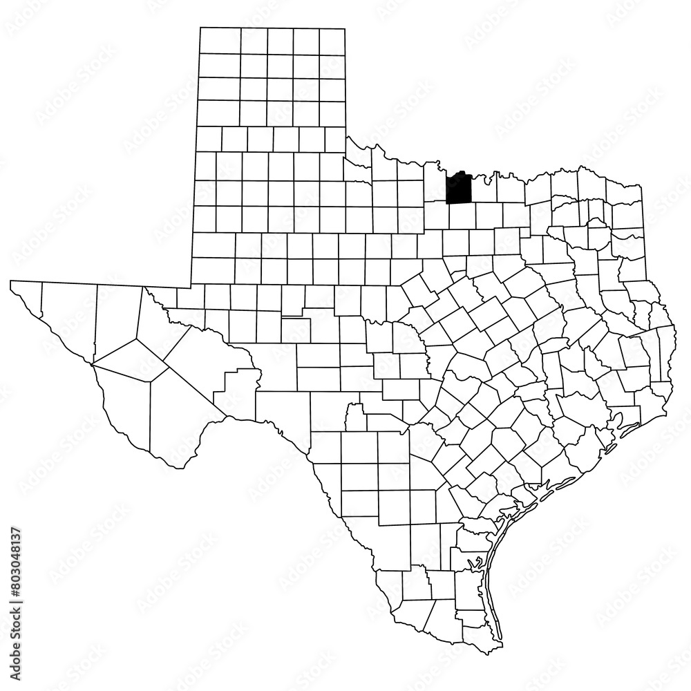 Map of Montague County in Texas state on white background. single ...