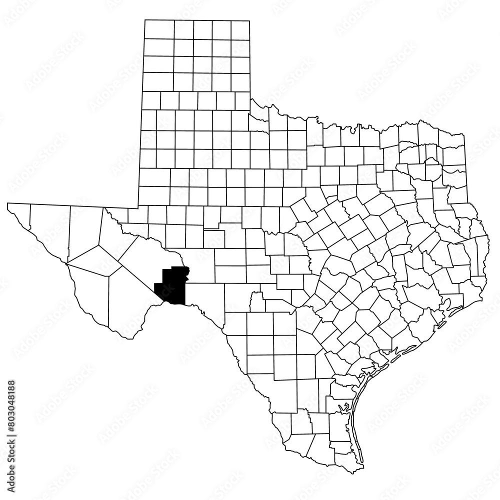 Map of Terrell County in Texas state on white background. single County ...