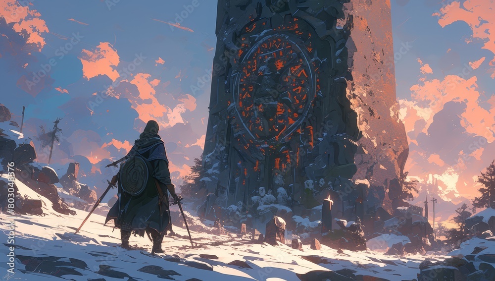 ancient runestone with celtic runes carved into it, carved stone ...