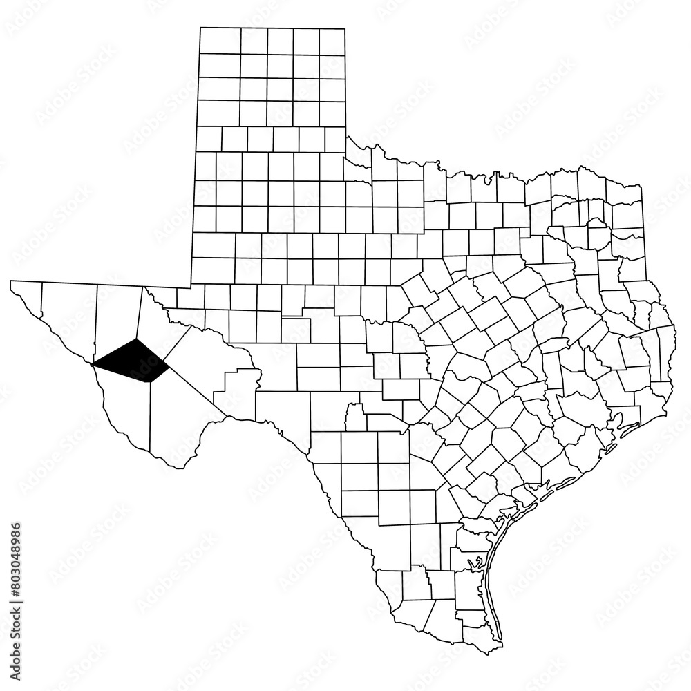 Map of Jeff davis County in Texas state on white background. single ...