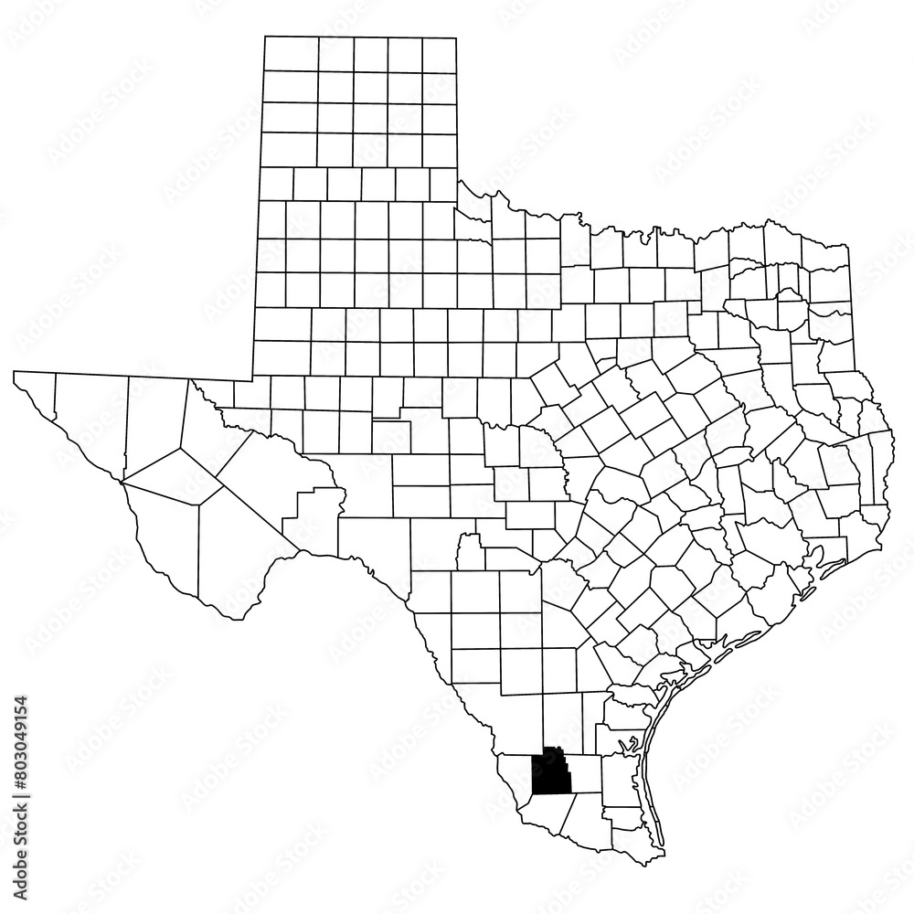 Map of Jim Hogg County in Texas state on white background. single ...
