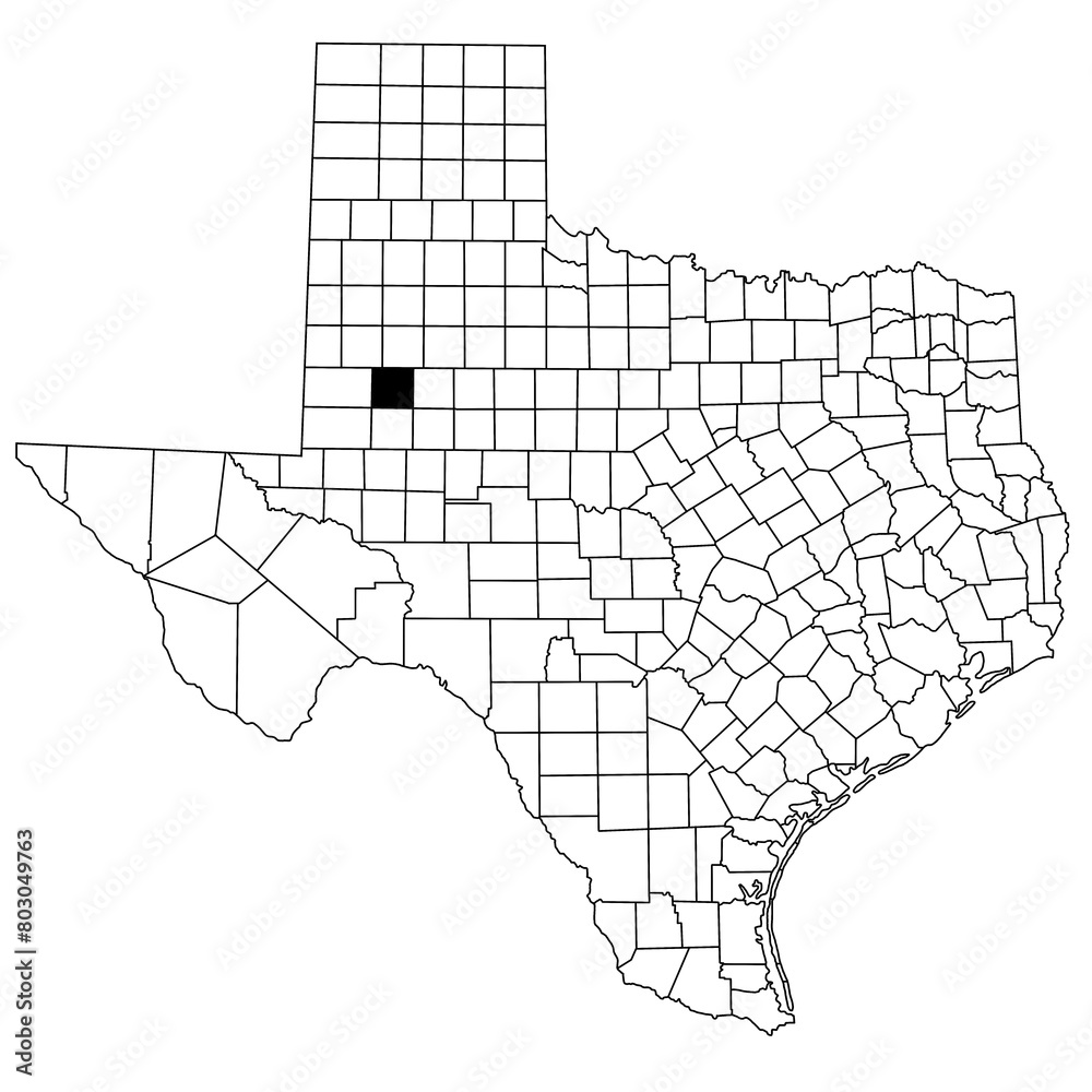 Map of Dawson County in Texas state on white background. single County ...