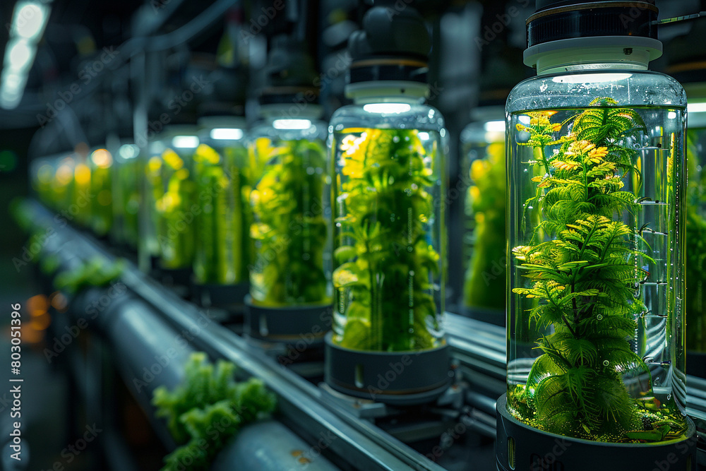 High-resolution snapshot of a bioreactor filled with algae producing ...