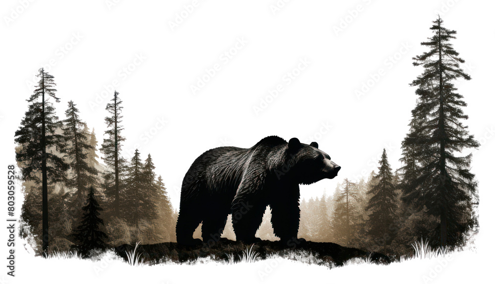 PNG Bear tree silhouette wildlife Stock Illustration | Adobe Stock