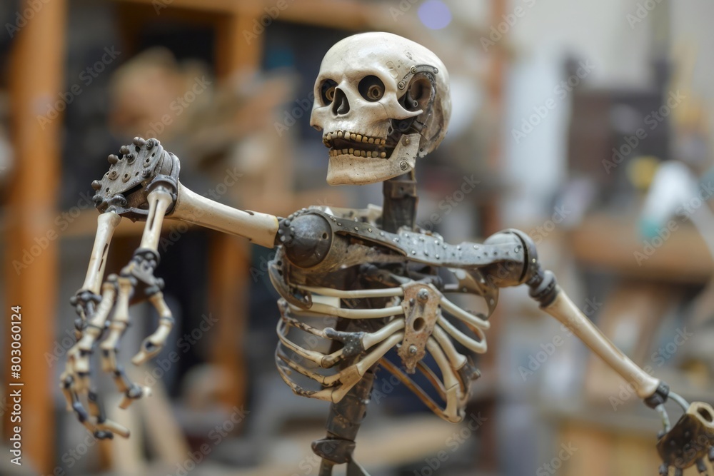 The detailed construction of a stop-motion animation armature, ready ...