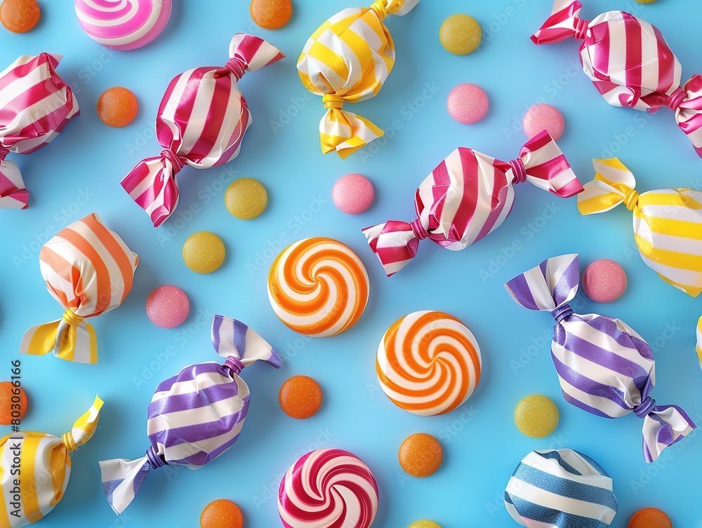 Bright and playful candy wrapper mockup, Vivid and playful array of ...
