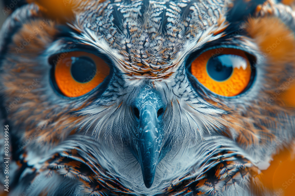 A diagram of an owl's face, focusing on the radial pattern of feathers ...