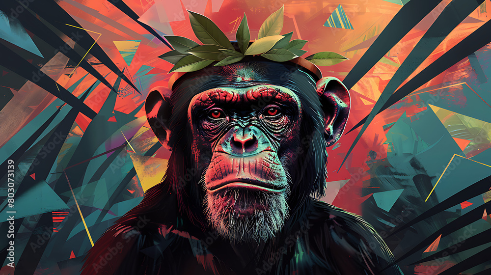 An empowering and motivational design showcasing a majestic Monkey in a ...