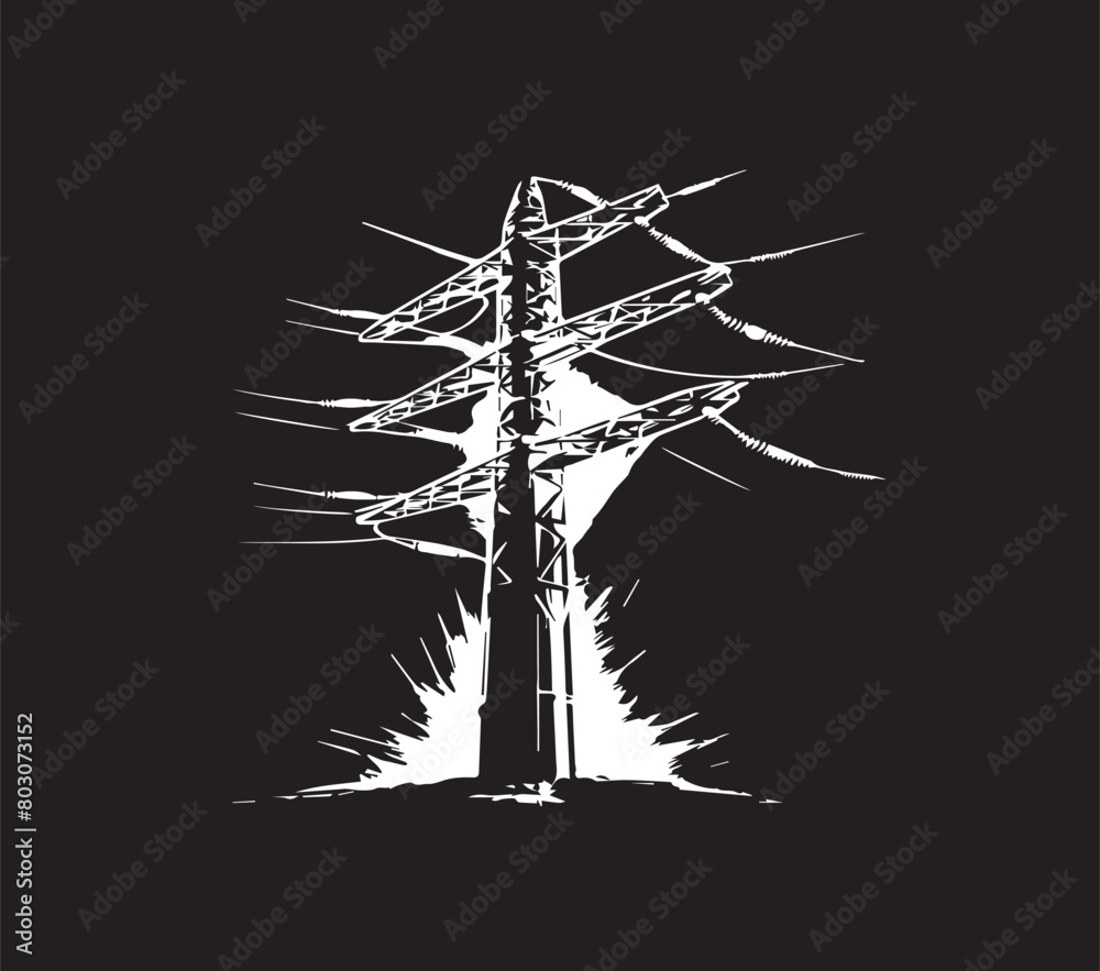 Print Electric pole silhouette, Utility pole silhouette, Electric pole ...