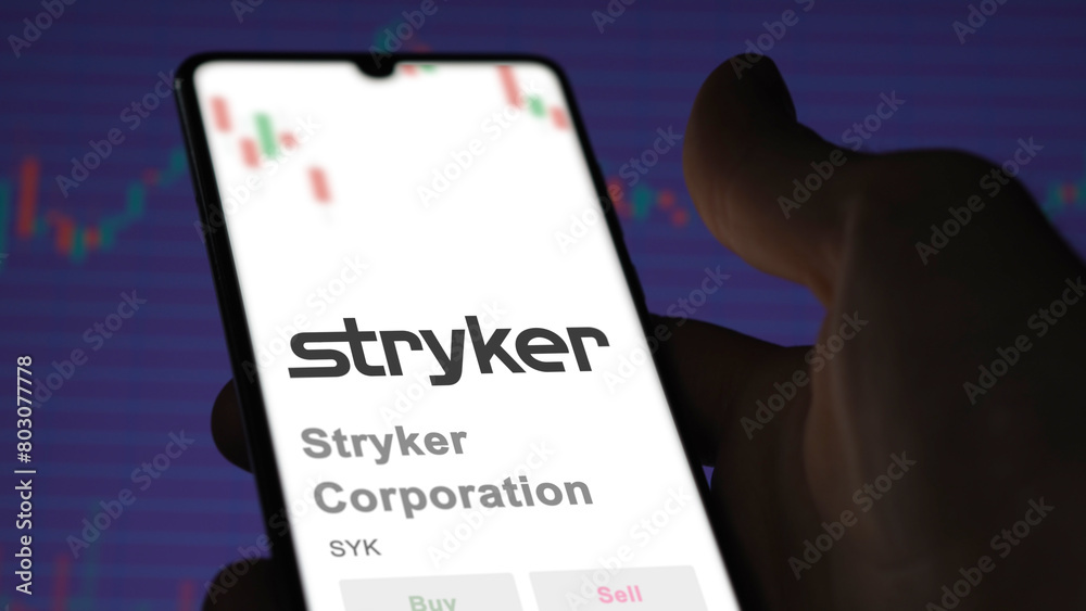 April 09th 2024 , Kalamazoo, Michigan. Close up on logo of Stryker ...