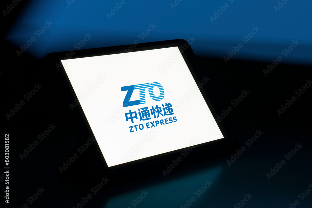 Dhaka, Bangladesh- 02 May 2024: ZTO Express logo is displayed on ipad ...