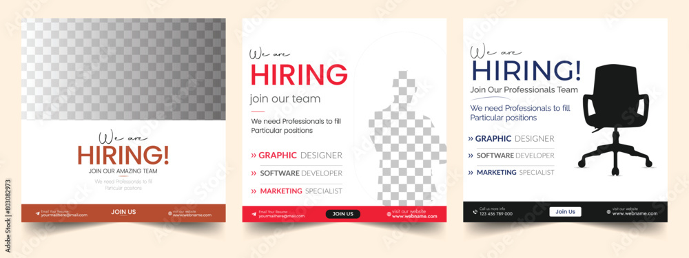 Hiring recruitment open vacancy design info label template. We are ...