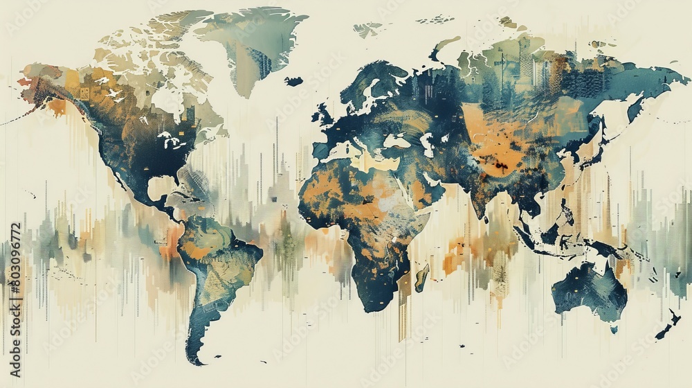 Detailed color-coded thematic map of Asia showing population density ...