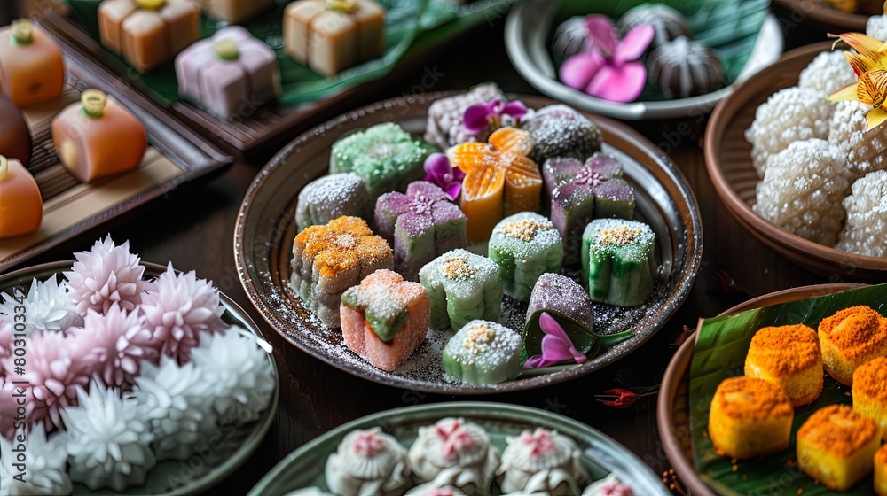 Thai Sweet Sensation: Vibrant assortment of Thai sweets, capturing the ...