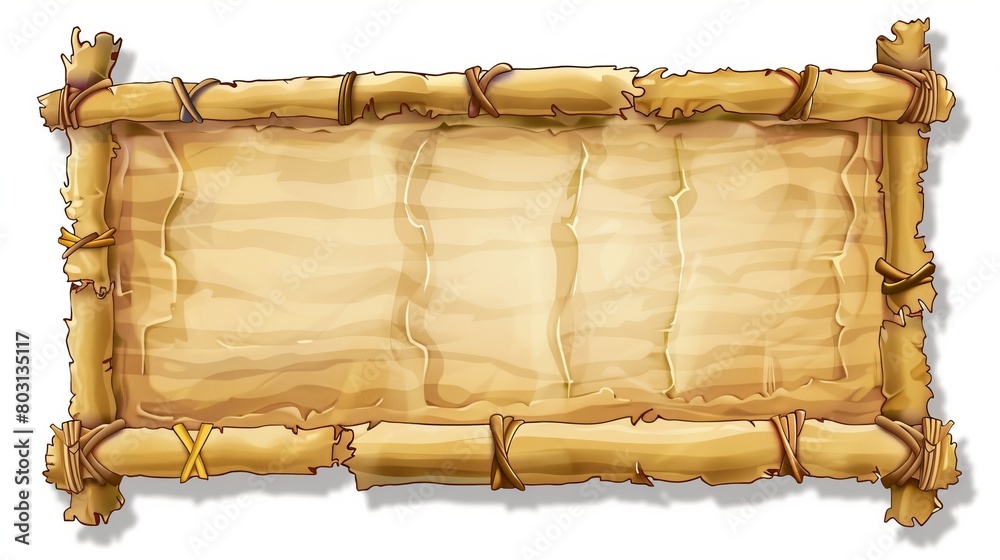 Cartoon illustration of ancient Egypt papyrus frame or border. Egyptian ...