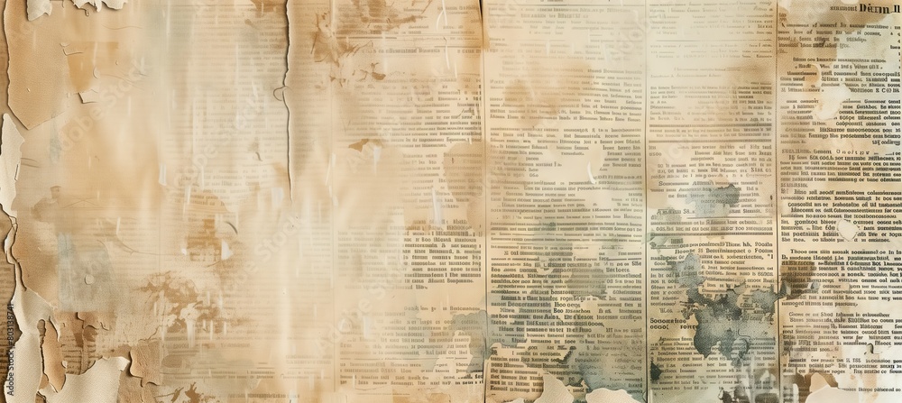 vintage newspaper background texture with ink stains and paper folds in ...