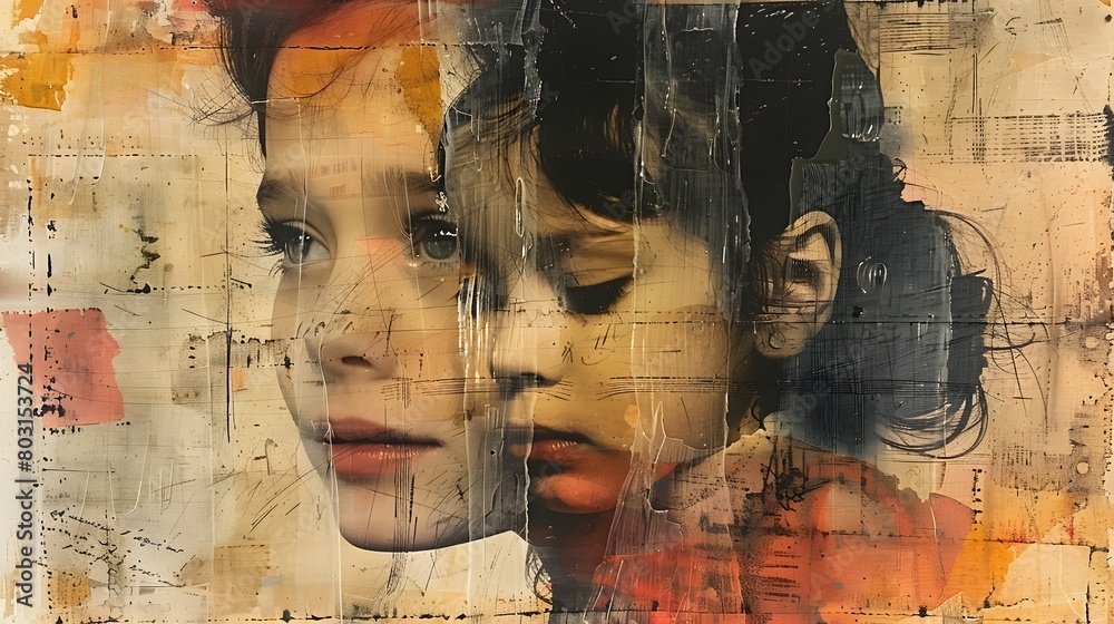 artwork combining photographs and drawings to represent the memories ...