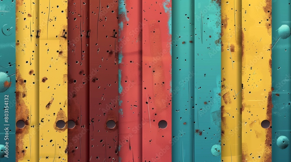 Cartoon illustration of rust marks on rough metallic surface, with red ...