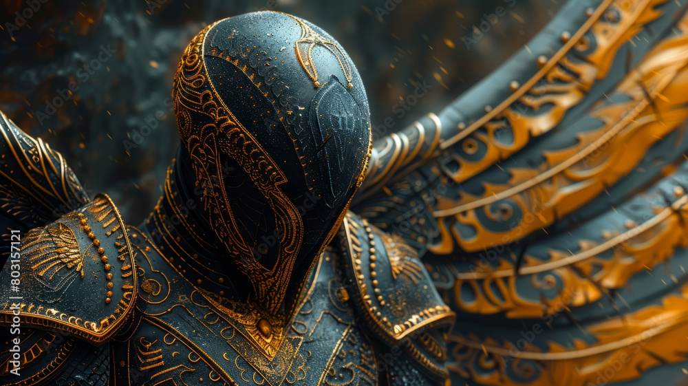 Portrait of a Dragonborn Warrior with Isomalt Wings and Plate Armor ...