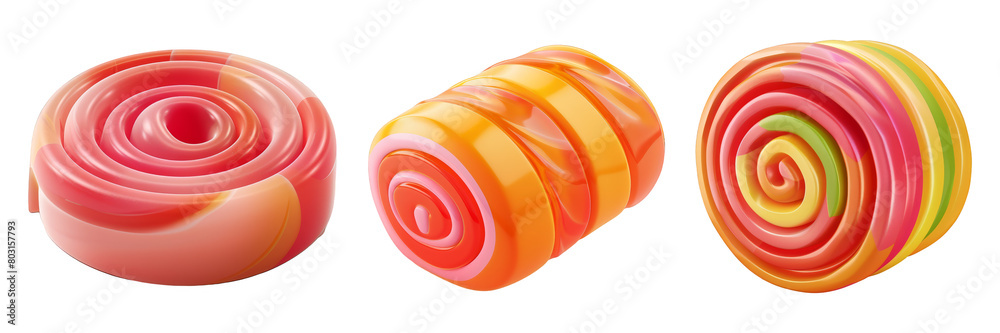 PNG jelly roll 3d icons and objects collection, in cartoon style ...