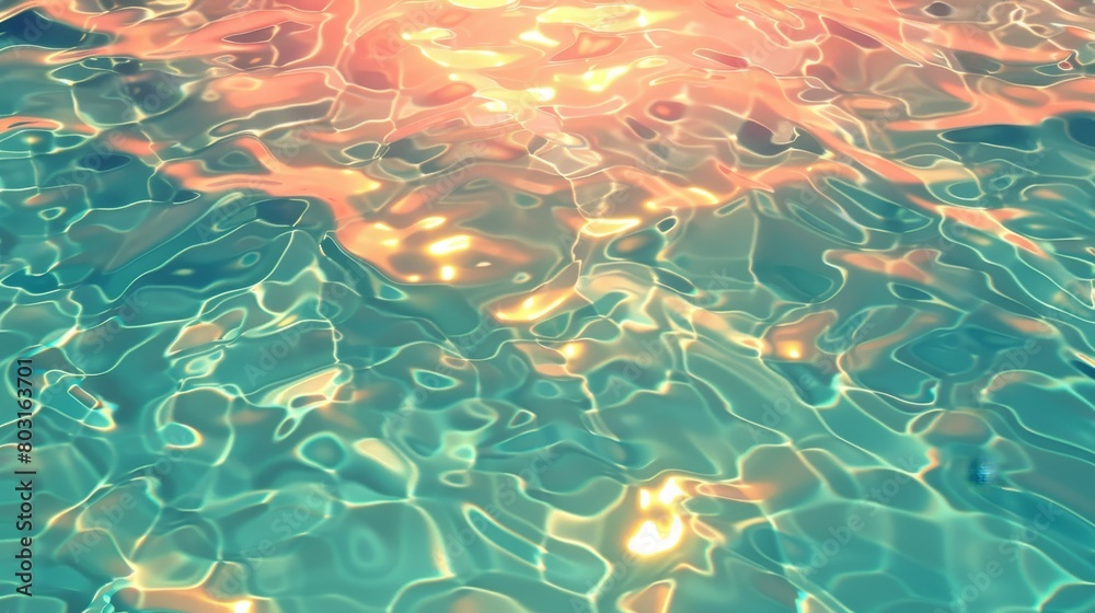 Top view of rippled water, abstract background with light refraction ...