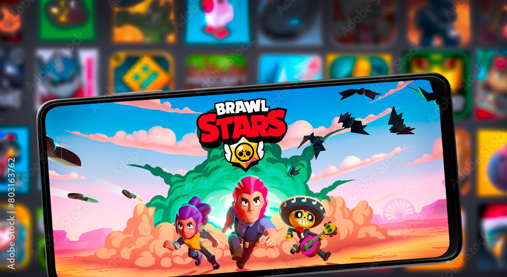 Brawl Stars mobile game running on Smartphone screen, 2 May, 2024, Sao ...