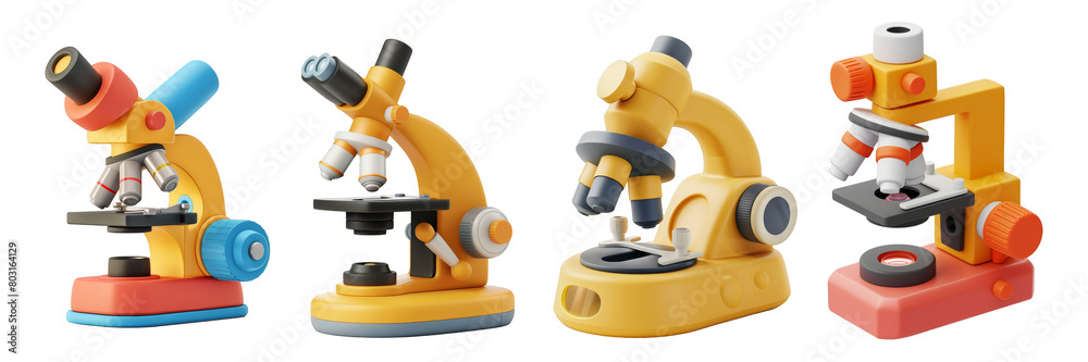 PNG microscope 3d icons and objects collection, in cartoon style ...