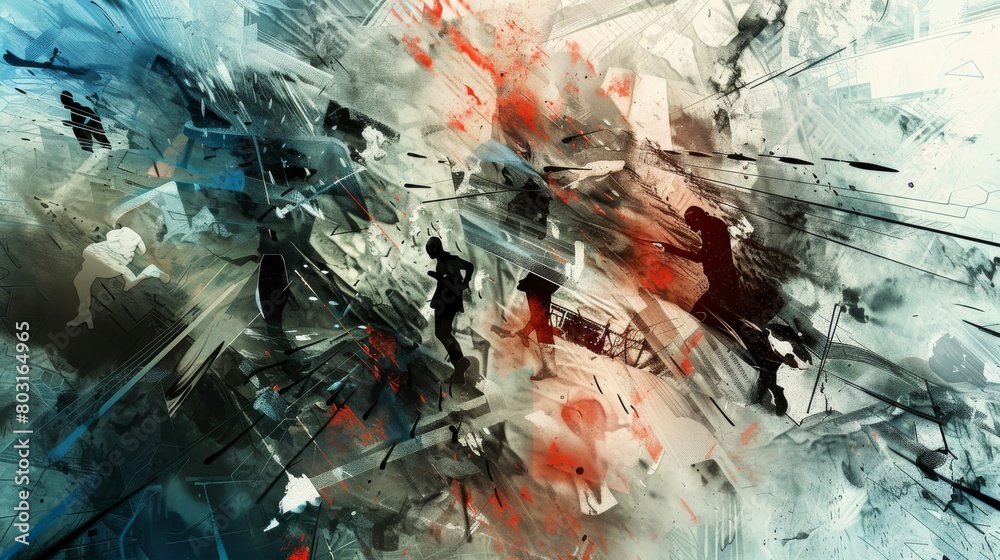 Dynamic abstract expression of team success using mixed media art and ...