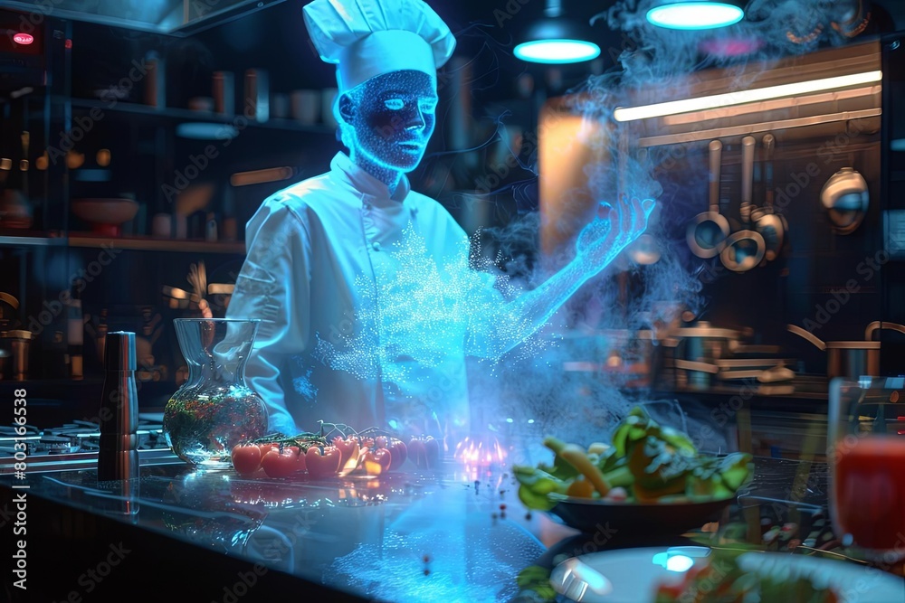Capture the essence of the future in culinary arts with a holographic ...