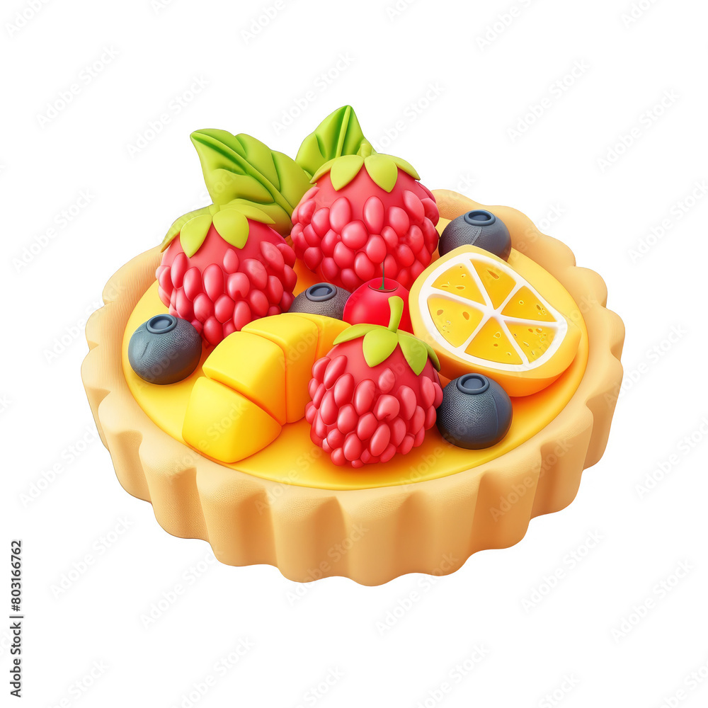 PNG fruit tart 3d icons and objects , in cartoon style minimal on ...