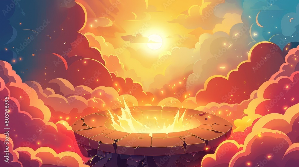 The background of a game fighting arena with a stone circle floating in ...