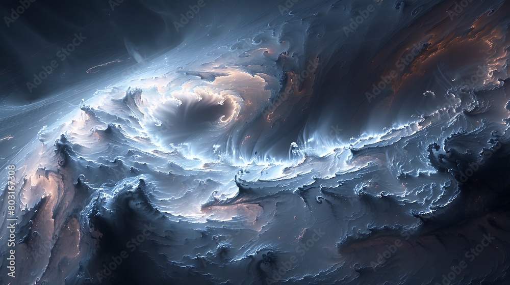 Illustrate the warped space around a black hole, using a palette of ...