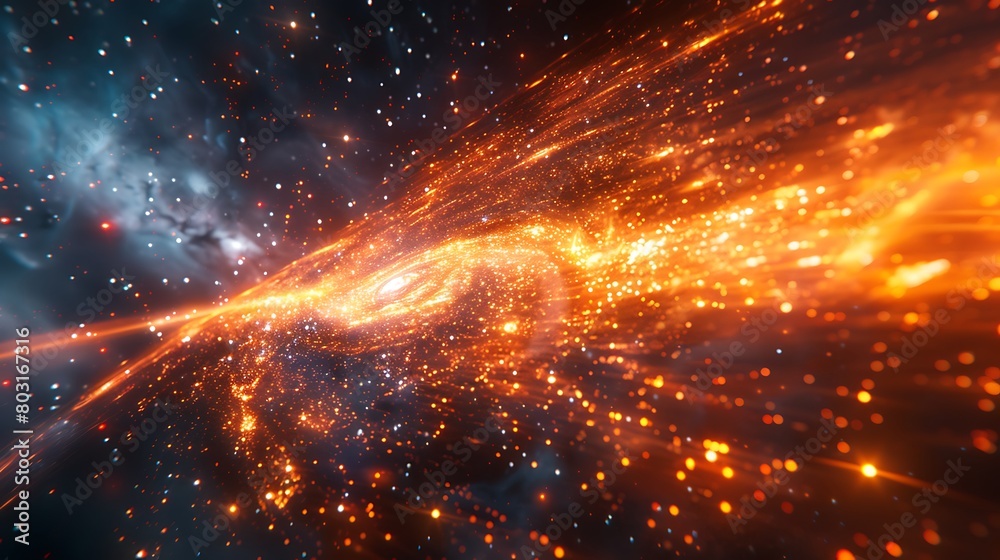 Illustrate the thrill of speeding through space, with bright streaks of ...