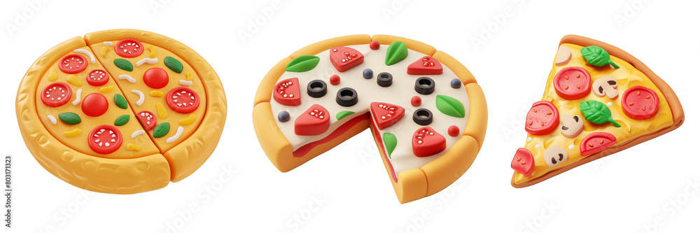 PNG pizza 3d icons and objects collection, in cartoon style minimal on ...