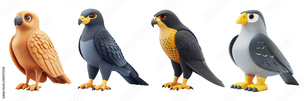 PNG falcon 3d icons and objects collection, in cartoon style minimal on ...