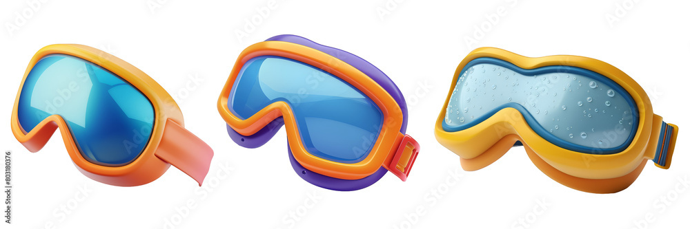 PNG ski goggles 3d icons and objects collection, in cartoon style ...