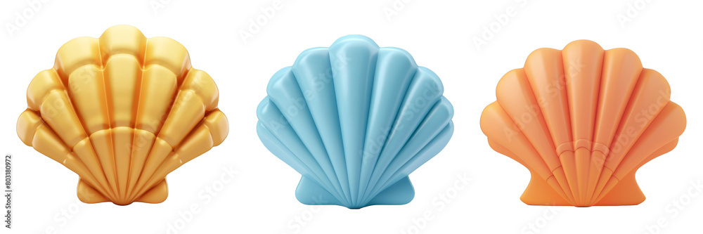 PNG seashell 3d icons and objects collection, in cartoon style minimal ...
