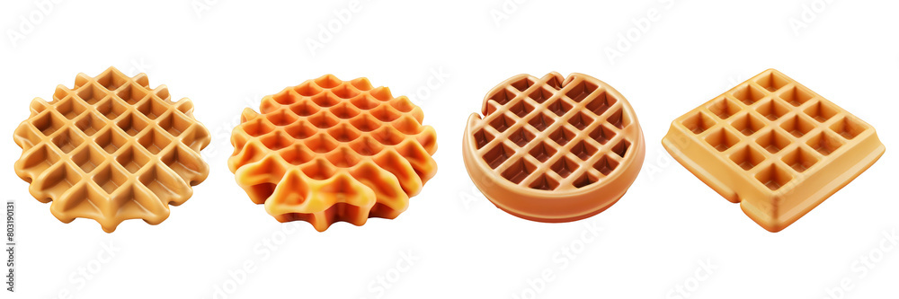 PNG waffle 3d icons and objects collection, in cartoon style minimal on ...