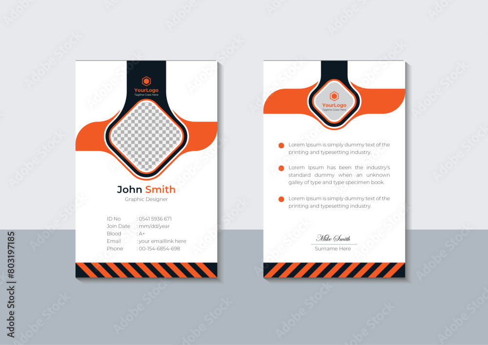 Modern id card design, Creative office id card template, Vector ...