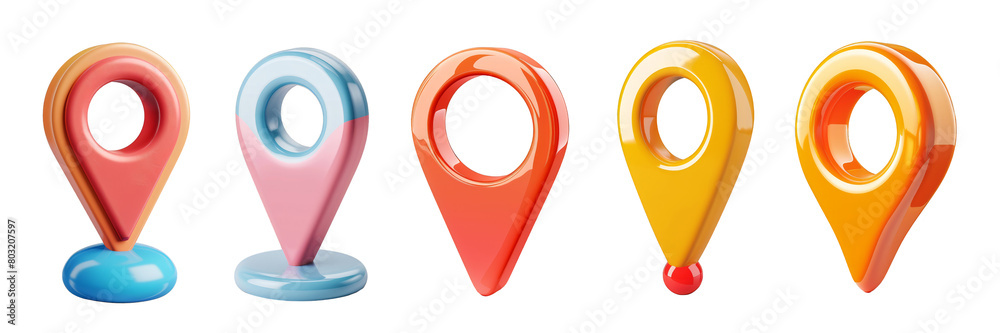 PNG map pin 3d icons and objects collection, in cartoon style minimal ...