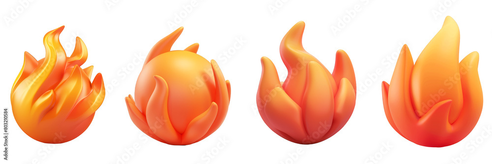PNG fireball 3d icons and objects collection, in cartoon style minimal ...