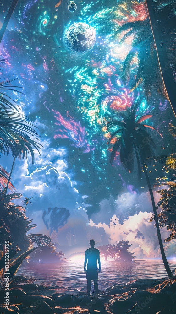 A digital world where virtual and physical realities merge, creating a ...