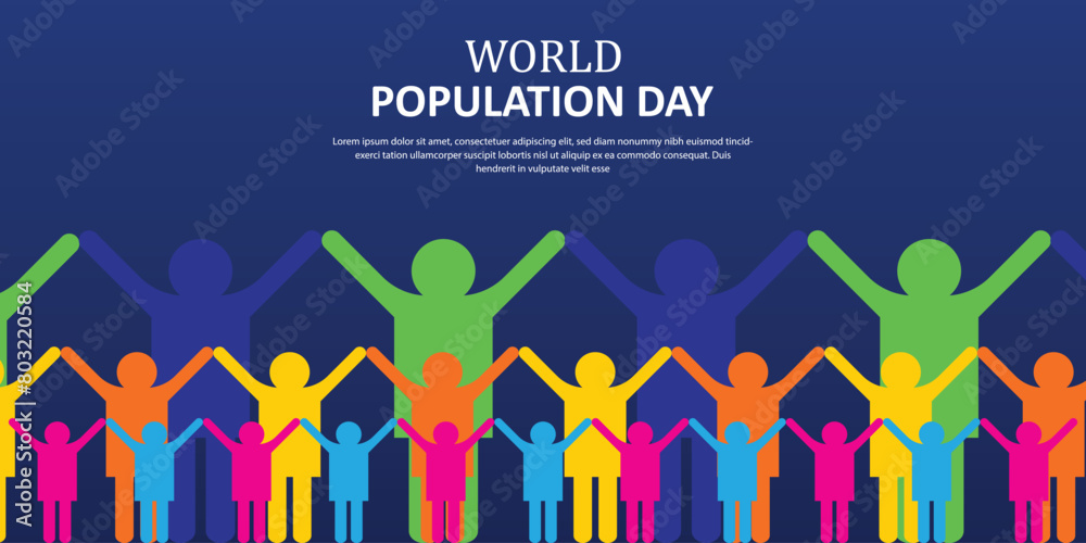 world population banner dark background colorful peoples and earth ...