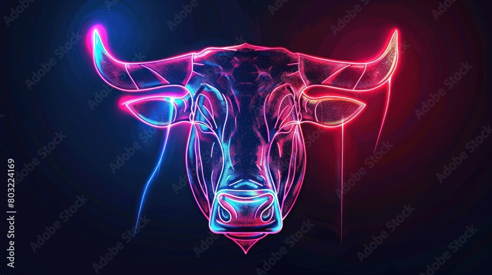 bull neon sign, modern glowing banner design, colorful modern design ...
