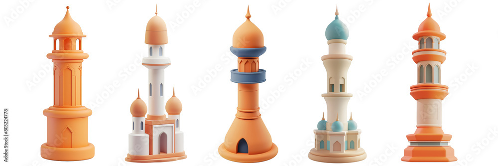 PNG Minaret 3d icons and objects collection, in cartoon style minimal ...